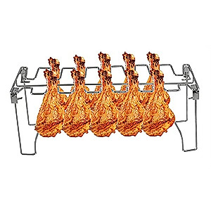Chicken Leg Wing Grill Rack 12 Slots - Stainless Steel Metal Roaster Stand - for Smoker Grill or Oven - Dishwasher Safe