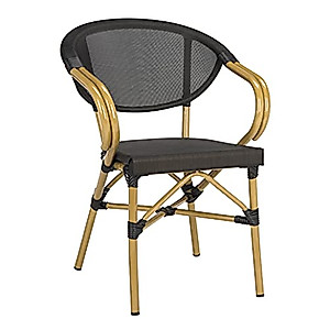 Safavieh PAT4015A-SET2 Outdoor Collection Burke Black Stacking Arm Chair