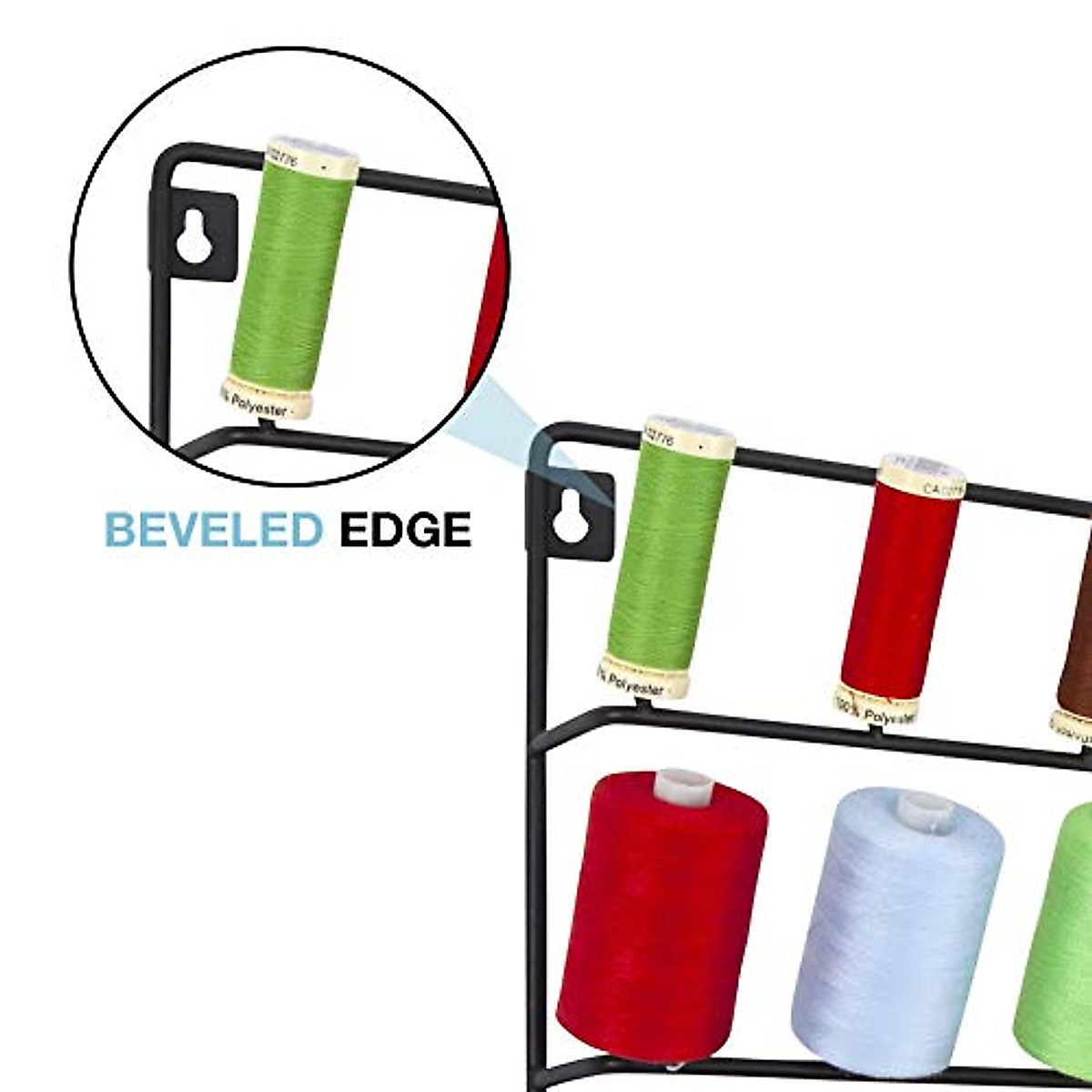 Katai - Sewing Thread Wall Mount Rack Display - 32 Spool Storage Organizer - Complete with 3 Spool Huggers