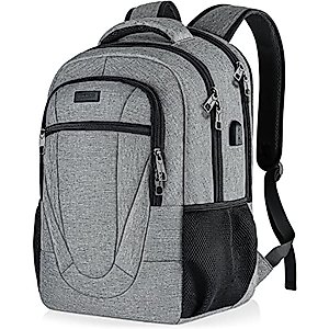 BIKROD Travel Laptop Backpack for Men and Women, Backpacks for School Teen Boys, Business Anti Theft Slim Durable Back Pack with USB Charging Port, Adult Computer Bag Gift 15.6 IN Laptop, Grey