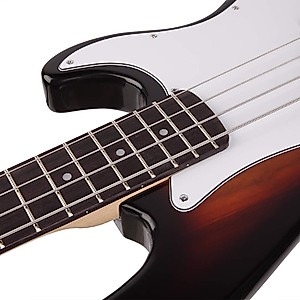 4 String Electric Bass Guitar, Exquisite Burning Fire Style Electric Bass Guitar Beginner Kits, Stylish Bass Guitar, Premium Quality & Affordable Musical Instrument (Sunset)