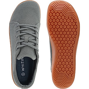 WHITIN Men's Fashion Barefoot Knit Minimalist Sneakers Wide Width fit Zero Drop Sole Size 10.5-11 Minimus Casual Outdoor Shoes Walking Grey Gum 44