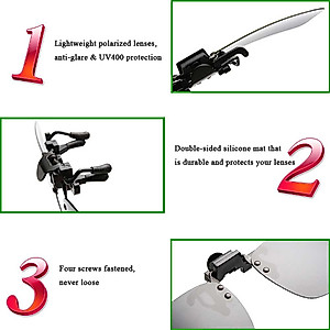 FRAZALA Polarized Clip-on Sunglasses with Flip Up Function Anti-Glare UV 400 Driving Glasses Clip-on for Prescription Glasses (Silver)