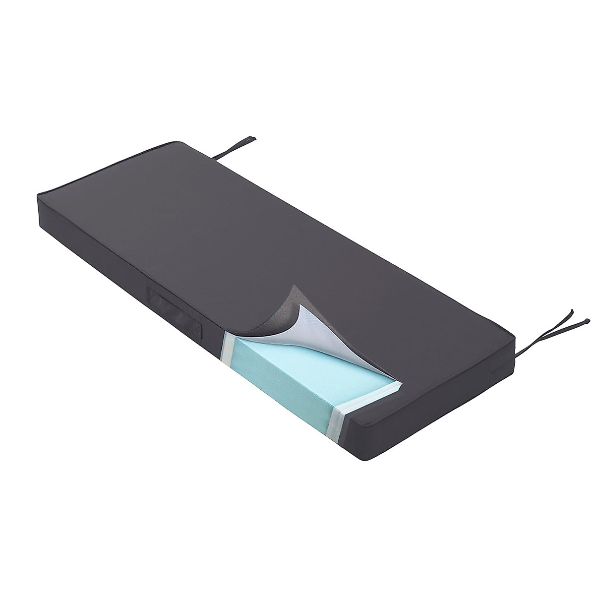 YIJIAN HOME Outdoor Bench Cushion 3.5inches Memory Foam Waterproof Patio Furniture Bench Cushion Porch Swing Cushion with Handle and Adjustable Strap, 42 x 18 Inch Dark Gray