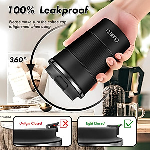 Travel Coffee Mug Spill Proof Leakproof 16 oz Insulated Coffee Mug with Screw Lid, Stainless Steel Vacuum Tumbler Reusable Thermal Coffee Cup to go for Hot and Cold Drinks -510ml,Black