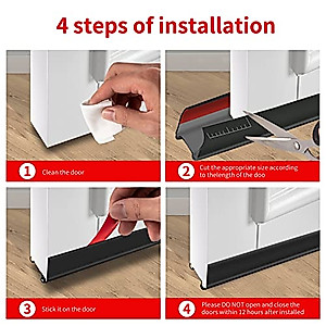 Door Draft Stopper, Cuttable Under Door Seal, Strong Adhesive Draft Stopper for Bottom of Door for Exterior/Interior Doors 39” Length (Black)