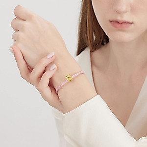 CHOW SANG SANG 999 24K Solid Gold Mini Charm Dazzling Rabbit Charm Blessing Bracelet for Women and Men 93652C