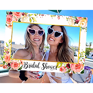 JeVenis Floral Bridal Shower Photo Booth Props Bride to Be Photo Booth Frame Floral Bridal Shower Party Supplies Hen Party Bachelorette Party Supplies