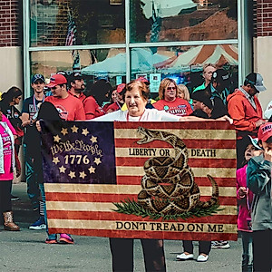Hnjgno Dont Tread On Me Flag We The People 3x5 Ft 1776 Retro American Polyester Double Sided Mirror Printing Outdoor House Patriotic Banner Decorate Yellow (SRF-054)