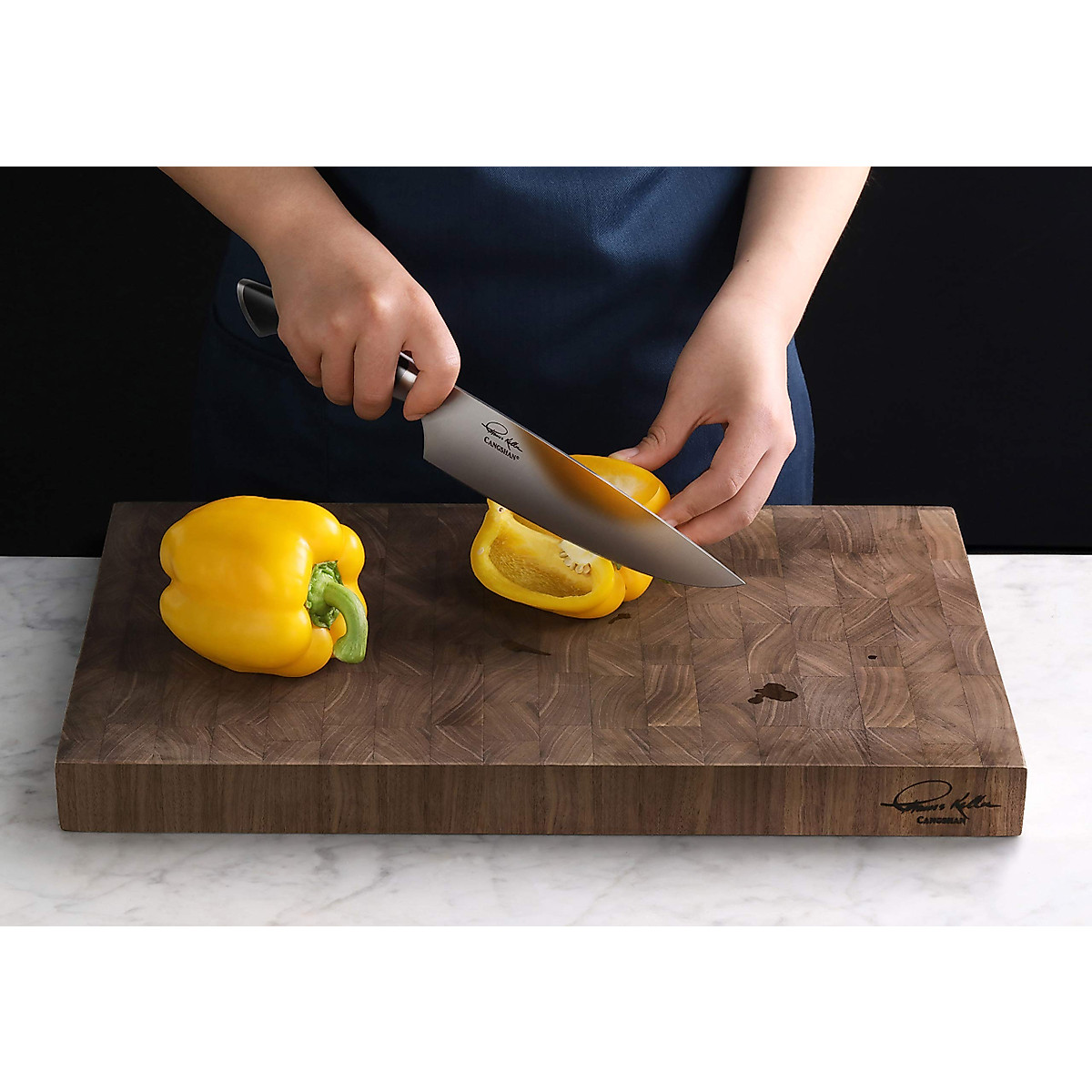 Cangshan | Thomas Keller Signature Collection Walnut End-Grain Cutting Board,12 x 18 x 1.5", Crafted in USA