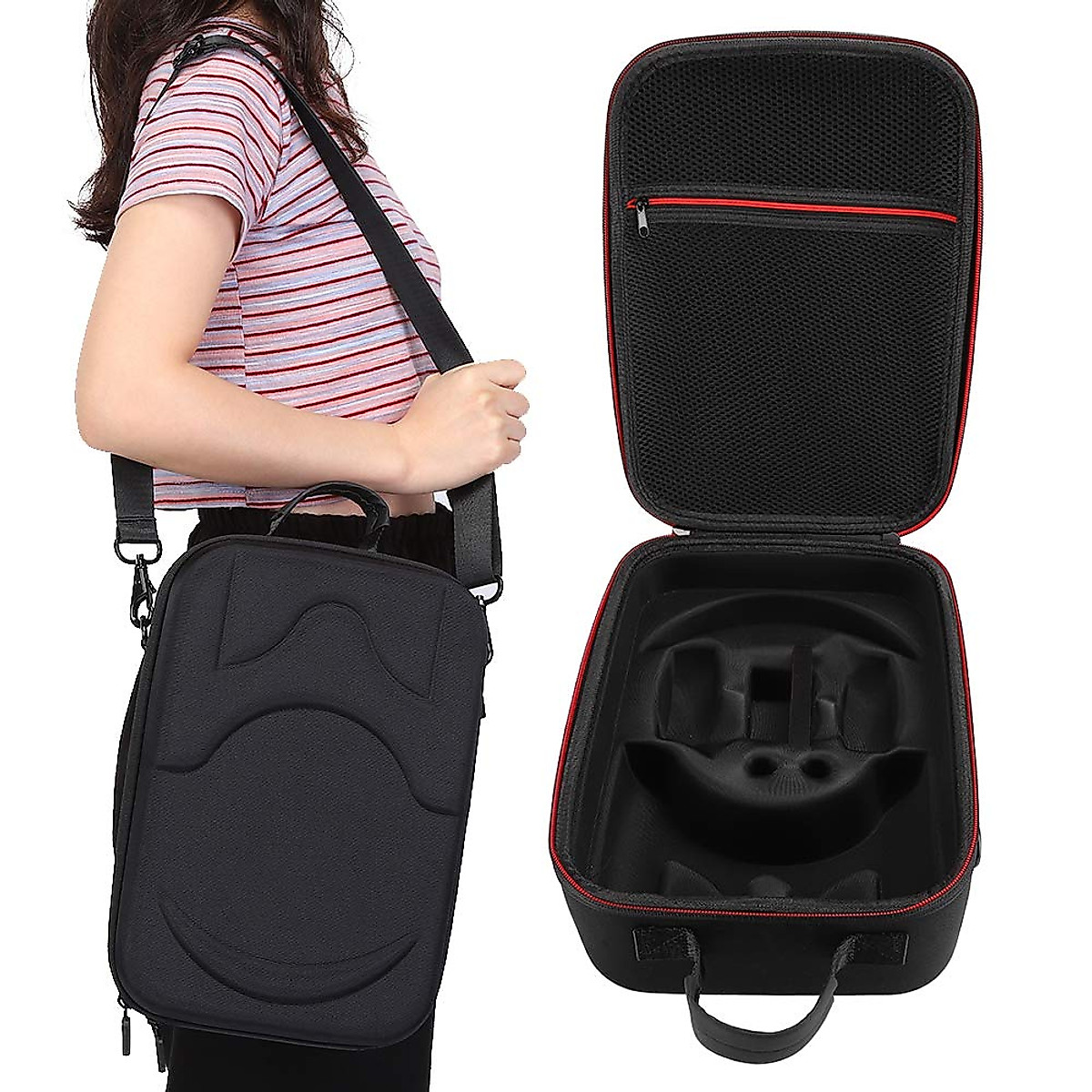 Summer Enjoyment Meiyya Vertical Storage Bag with Comfortable Handle VR Headset Protective Case with Shoulder Strap for Travel Gaming Oculus Quest VR Glass(Black)