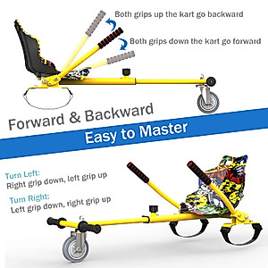 EVERCROSS Hoverboard Seat Attachment, New Gen Hoverboard Seat with Safety Brake System, Hoverboard Attachment with Adjustable Frame Length for 6.5" 8" 10" Hoverboard, Suitable for Kids & Adults