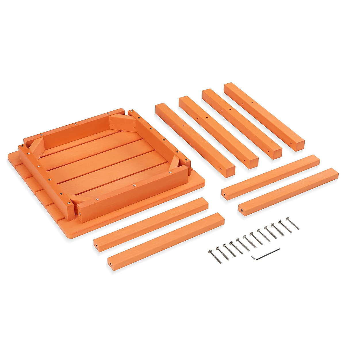 Psilvam Oversized Outdoor Side Table, 19.68" Poly Lumber Adirondack Side Table, Weather Resistant Patio Side Table for Poolside, Garden and Front Porch (Orange)