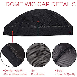 Tatuo 5 Pack Dome Caps Stretchable Spandex Wig Caps for Men Women(Clear Blank)