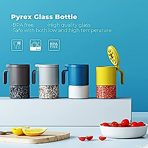 Zuutii Glass Spice Jars,Spice Containers with Spoons, Set of 2 10oz/300ml Spice Bottles, Mini Seasoning Storage Jars with Flapper Caps for Salt, Sugar, Peppers, Chili in Kitchen