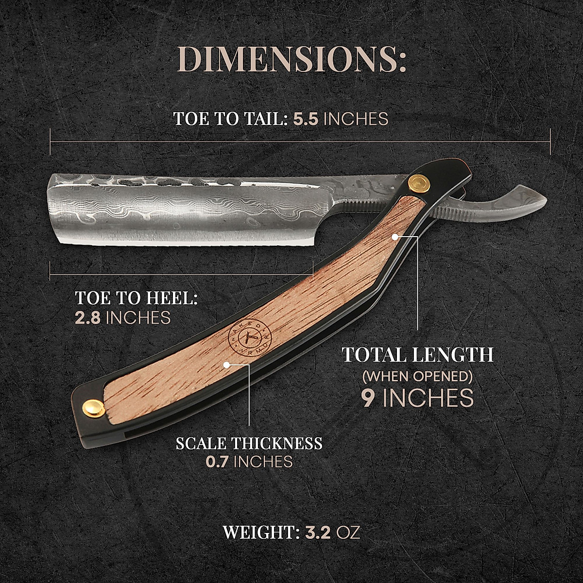 Damascus Straight Razor Kit - Shave Ready Straight Razor, Damascus Steel Straight Edge Razor, Walnut + Steel Straight Razor For Men, Brush, Strop, Soap, Complete Straight Razor Shaving Kit, Great Gift