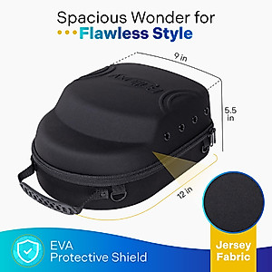 Brilluxy Hat Travel Case – Hat Storage for Baseball Caps with Sunglasses Case, Earbuds Pocket – Hat Case for Travel with Padded Carrying Straps – Hard Hat Carrying Case Fits up to 6 Hats