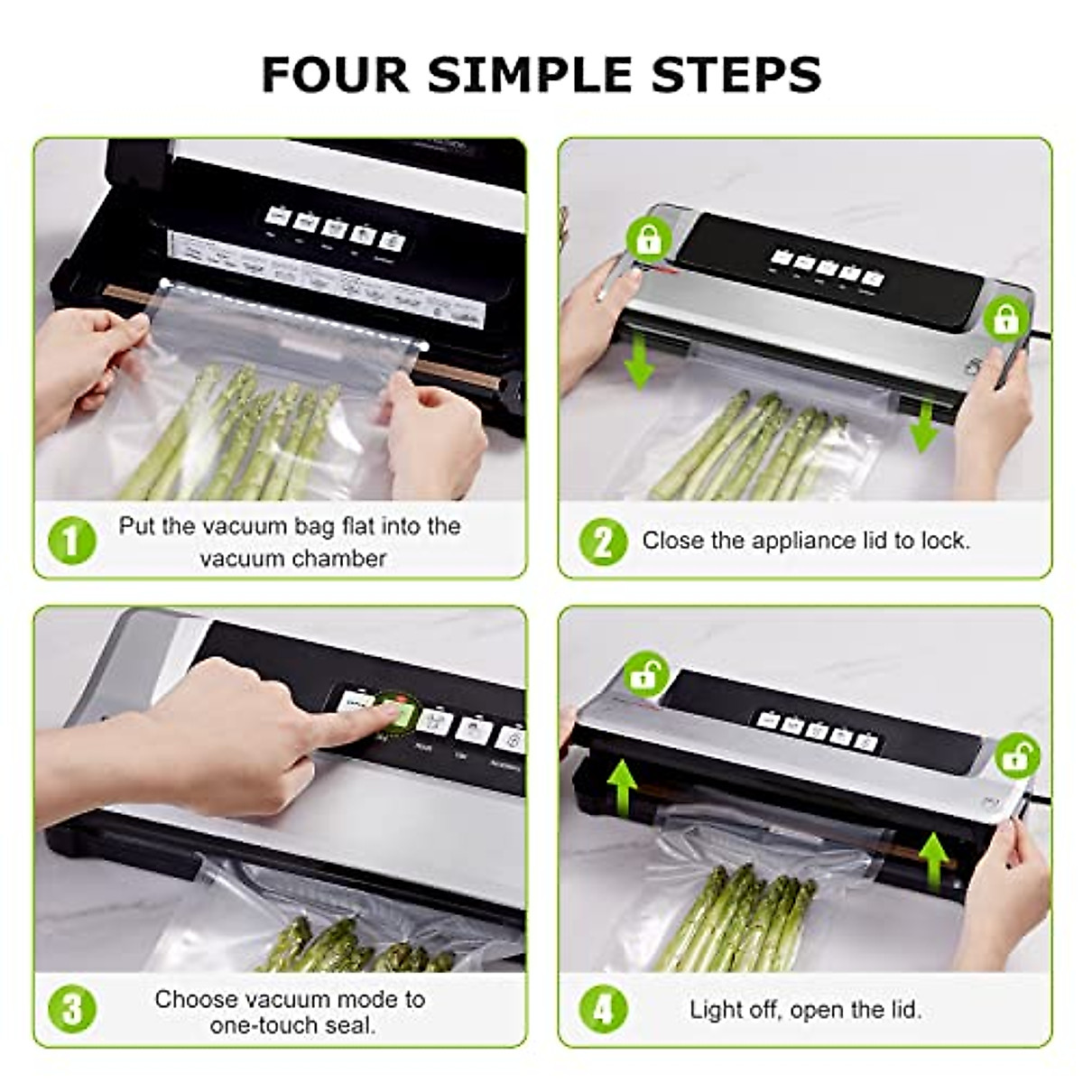 Bonsenkitchen Vacuum Food Sealer Rolls Bags, 2 Packs 8 in x 20 ft Storage Bags, BPA Free, Durable Commercial Customized Size Food Bags for Food Storage and Sous Vide Cooking