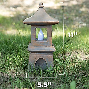 VP Home Pagoda Garden Statues Outdoor, Solar Powered Statue Japanese Garden Decor, Outdoor Zen Garden Lantern, Flickering LED Garden Light (Harmony Pagoda)