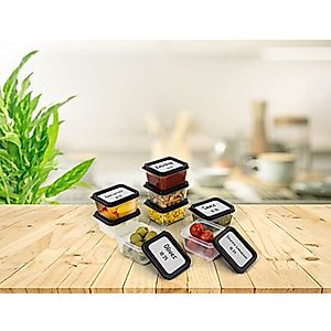 ZENVY 50 Pack Mini Reusable 2oz Containers | Includes 50 Plastic 2oz Food Containers and Lids | For Sauces, Dips, Crafts & More (Black, Rectangle)