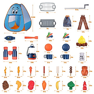 Kids Camping Set with Tent for 2 Toddlers-Kids Camping Toys for Kids 3-5 with Pop up Play Tent-Indoor Outdoor Pretend Camping Toys