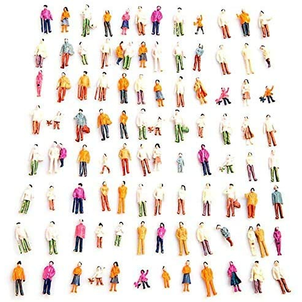 N/C 100 Pcs 1:100 HO Scale Models People Set, Hsxxf Tiny People Model People Hand Painted Figures DIY Resin Colorful Painted Mixed Seated Sitting Pose (1:100)