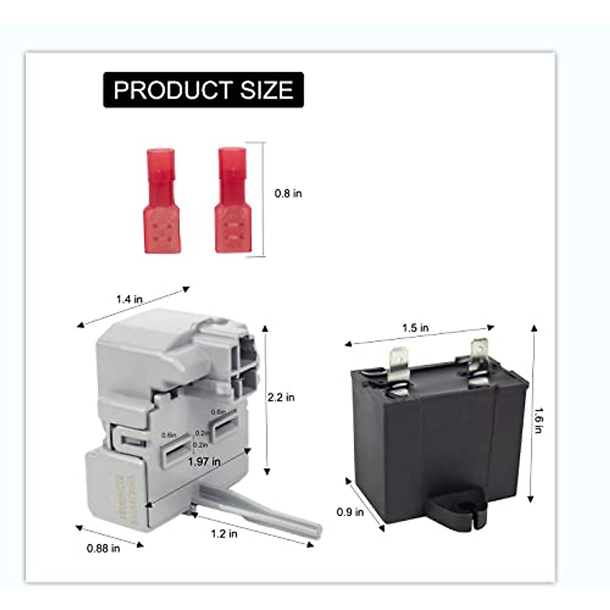 2319792 W10189190 W10197428 QD TSD2 Refrigerator Start Device Combination W10662129 Capacitor Compatible with Kenmore Electrolux Whirlpool Freezer Compressor Start Relay 241527803 241941003 2255198