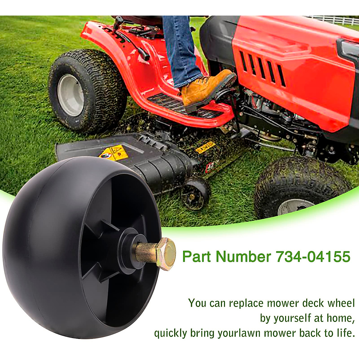 734-04155 Deck Wheel Compatible with MTD Cub Cadet 734-04155 Husqvarna 532174873 Toro 112-0677 Craftsman MTD AYP, 5 inch Lawn Mower Deck Wheels Fit for Most 42'' 46'' 48'' 50" 54" Decks (4 Packs)