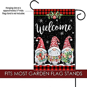 Pinata Winter Garden Flag 12x18 Double Sided, Christmas Flag for Outdoor, Gnomes Welcome Yard Flags for Outside, Buffalo Plaid Christmas Flag, Holiday Banner Outdoor Decoration
