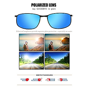 ZHILE Polarized Sunglasses for Men, 8-base Curve Wrap Metal Frame for Fishing Sporting Driving with Sunglasses Case (2 pack (black & blue), 57)