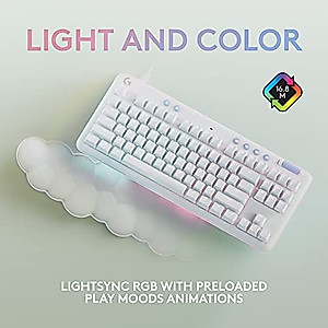 Logitech G713 Wired Mechanical Gaming Keyboard with LIGHTSYNC RGB Lighting, Clicky Switches (GX Blue), and Keyboard Palm Rest, PC/Mac Compatible - White Mist