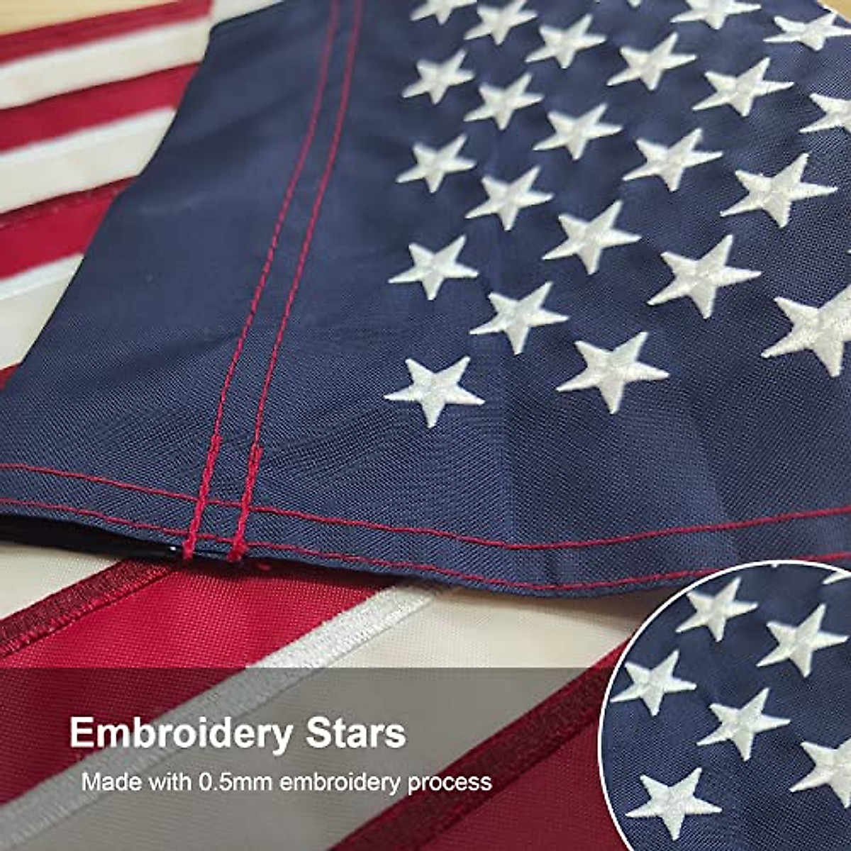 SYII American Garden Flag 12x18 Inch Made in USA, Embroidered Stars US Yard Flags for Lawn Patio 4th of July Patriotic Decor