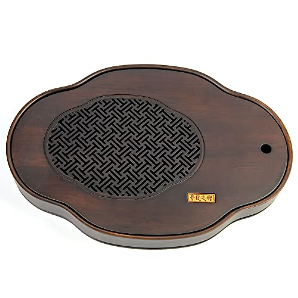 Bamboo Tea Tray Hua Xia Zhi Chuang Irregular Oval Shape, Chinese Gongfu Tea Table Serving Tray, Serving Box Reservoir Type (Big)