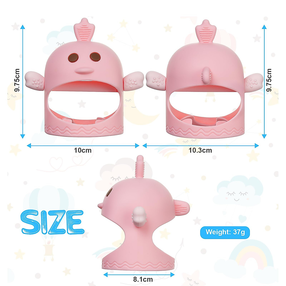 Vicloon Baby Teething Toy, 2PCS Silicone Teething Mitten with 2PCS Replacement Grip,Never Drop Baby Chew Toys for Teething Relief,Soothing Teether for Babies 0-6 Months,Teether Toy for Sucking Needs