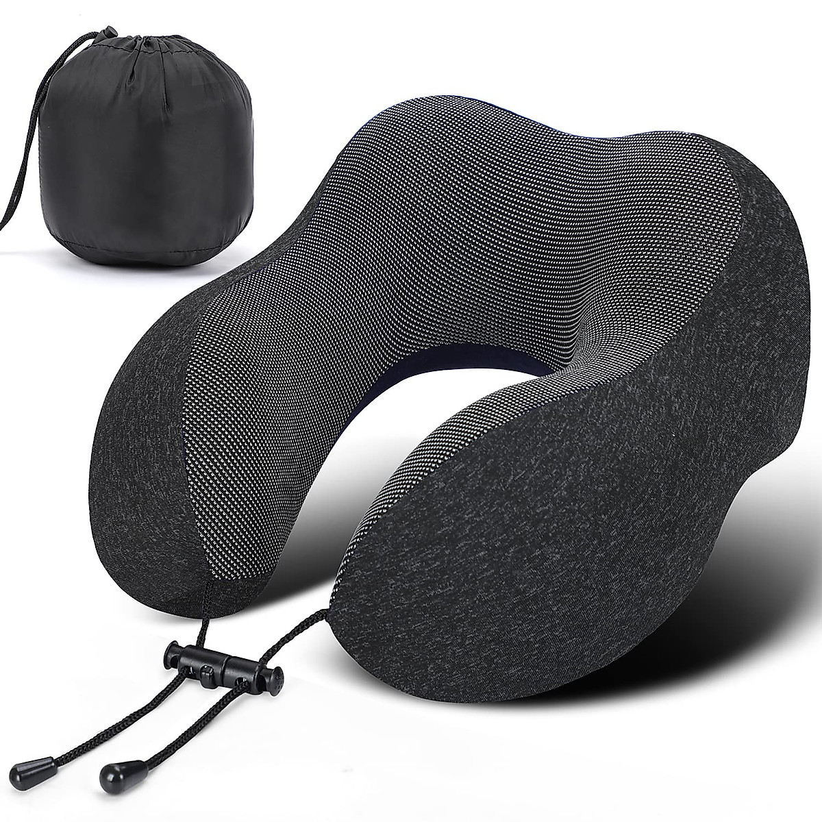 DEPAJA Neck Pillow for Travel, 100% Pure Memory Foam Soft Pillow for Airplane Sleeping U Shaped Pillow for Head, Chin Support, Rest Pillow for Flights, Office, Car & Home Recliner (Black)