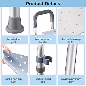 Swivel Shower Chair with Arms and Back, Hybodies Rotatable Shower Chair with Adjustable Height, Non-Slip Bath Tub Transfer Stool, Safe Adjustable Handicap Stool for Inside Bathtub Bathroom