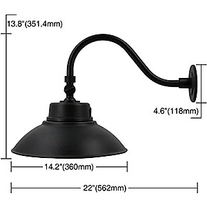 ZJOJO LED Barn Lights Outdoor Gooseneck Barn Light,14in. 42W 4200lm Exterior LED Lights Fixture with Wall Mount for Patio, Black Industrial Porch Light for Farmhouse Entryway 5000KDaylight-2Pack