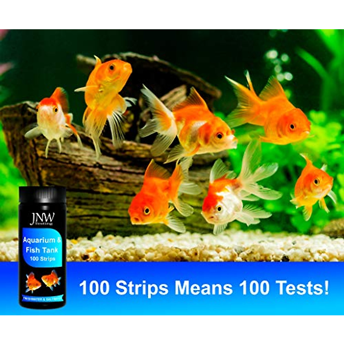 Aquarium Test Strips - 9-in-1 Aquarium Test Kit with eBook - Aquarium Water Test Kit with Quick and Accurate Fish Tank Test Strips - 100 Test Strips by JNW Direct
