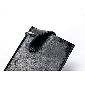 HERSENT PU Leather Knife Sheath, Universal Meat Cleaver Covers, Waterproof Butcher Chef Knife Edge Guards, Durable Wide Knife Protectors, Heavy Duty Kife Blade Shield Guard, 8.27”Lx3.9”W (Black)