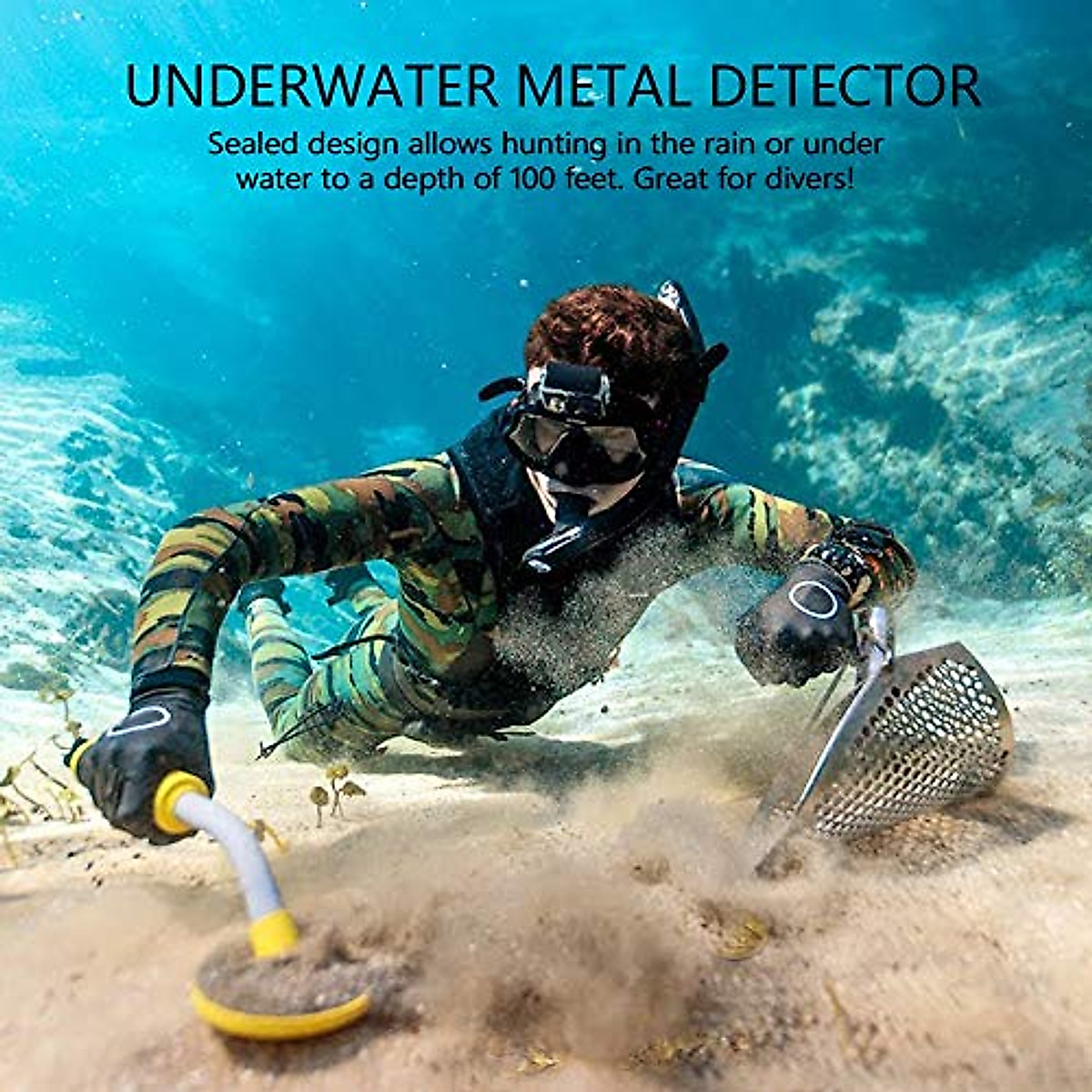 wedigout Metal Detector 100Feet Underwater Fully Waterproof Pin Pointer Handheld Pulse Induction Targeting with Vibration LED