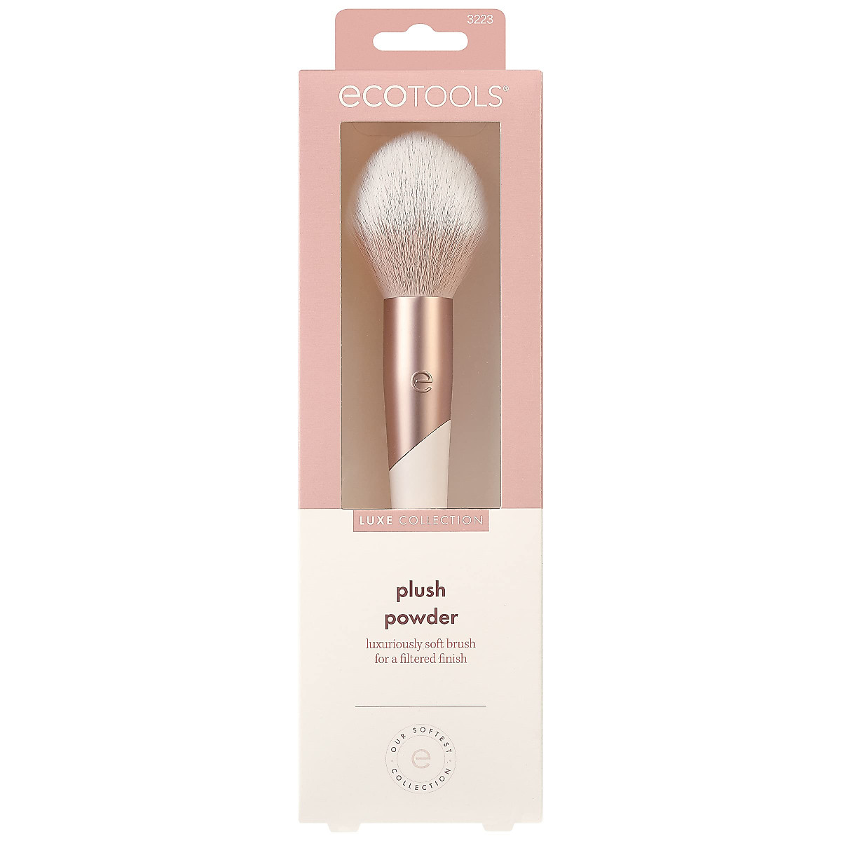 EcoTools Luxe Plush Powder Makeup Brush for Blush & Bronzer, Works Best With Powder Makeup, Luxurious and Glamorous, Eco-Friendly Premium Makeup Brush, Synthetic Bristles, Pink, 1 Count