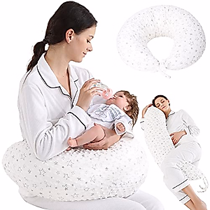 DancesCat Nursing Pillow, Original Plus Size Breastfeeding Pillows, Bottle Feeding,Baby Support, Tummy Time Pillow with Adjustable Waist Ties and Removable Cover- Gifts for Moms