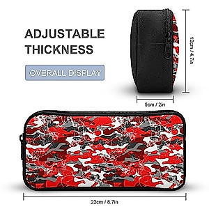 DTCCET 3PCS Classic Red Camo Backpack Set, Lightweight Camo Daypack 3D Printed Laptop Bag with Lunch Bags, Stylish Shoulders Backpack with Multiple Pockets(Red Camo)