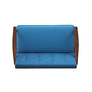 Christopher Knight Home Buda Mid-Century Modern Settee, Navy Blue, Brown