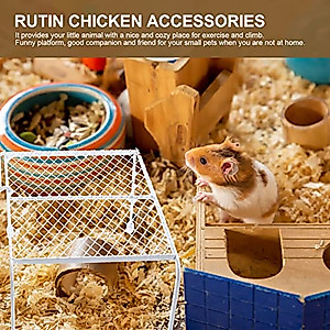 PATKAW Hamster Cage Platform Stainless Steel Rutin Chicken Rack Wire Chicken Coop Platform with Climbing Ladder for Mouses Rat Gerbil Dwarf Hamster