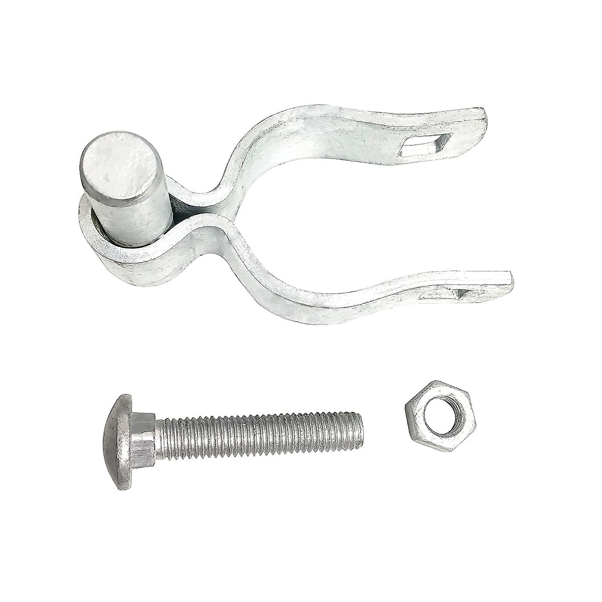 2 Pack Chain Link Fence Gate Post Hinge - Use for Outside Diameter Post/Pipe - Galvanized Chain Link Post Gate Hinge - Nut/Bolt Included (1-5/8 Inch)