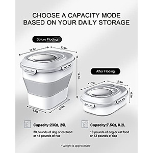 Somkaco Collapsible Food Storage Container with Transparent Lid, Scoop and Wheels, Large food storage for Dog, Cat and Other Pet