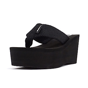 Soda Womens Oxley-S Flip Flop Sandals,Color:Black, Size:10