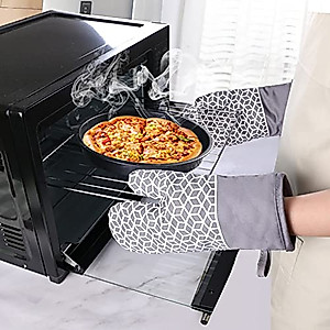 NAVITHOUS Oven Mitts and Pot Holders Sets 6pcs, Thick Cotton Oven Gloves High Heat Resistant 500℉with Extra Long Oven Mitts and Hot Pads Potholders with Non-Slip Silicone Surface for Cooking Baking