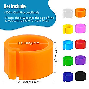 Weewooday 300 Pieces 8 mm Pigeon Leg Bands Ring Bird Quail Chicken Plastic Multi Color Foot Bands Clip on Leg Rings for Chicks Bantam Finch Dove Lovebird Small Poultry
